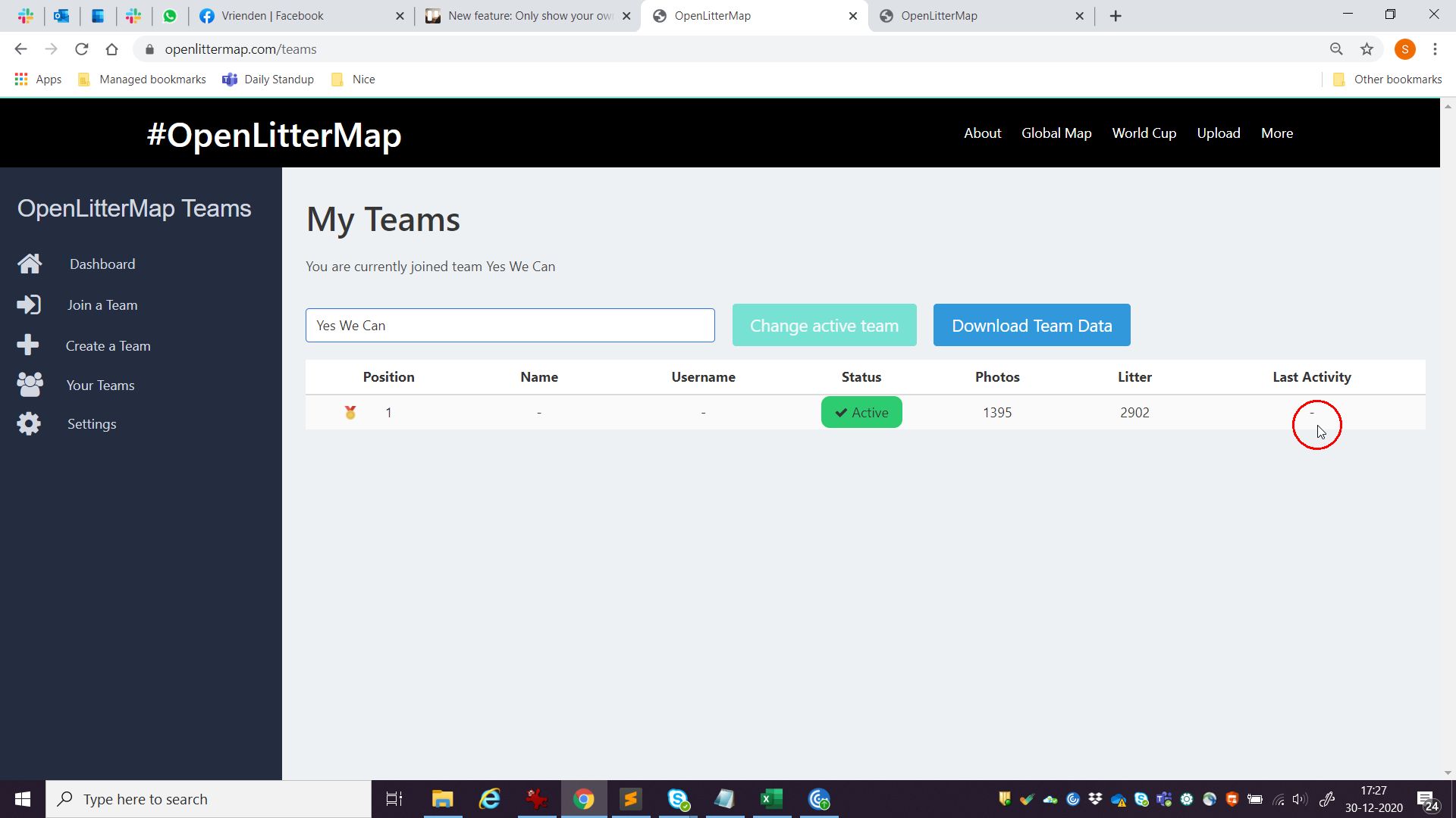 Last-Activity not shown on Team-page · Issue #130 · OpenLitterMap/openlittermap-web · GitHub
