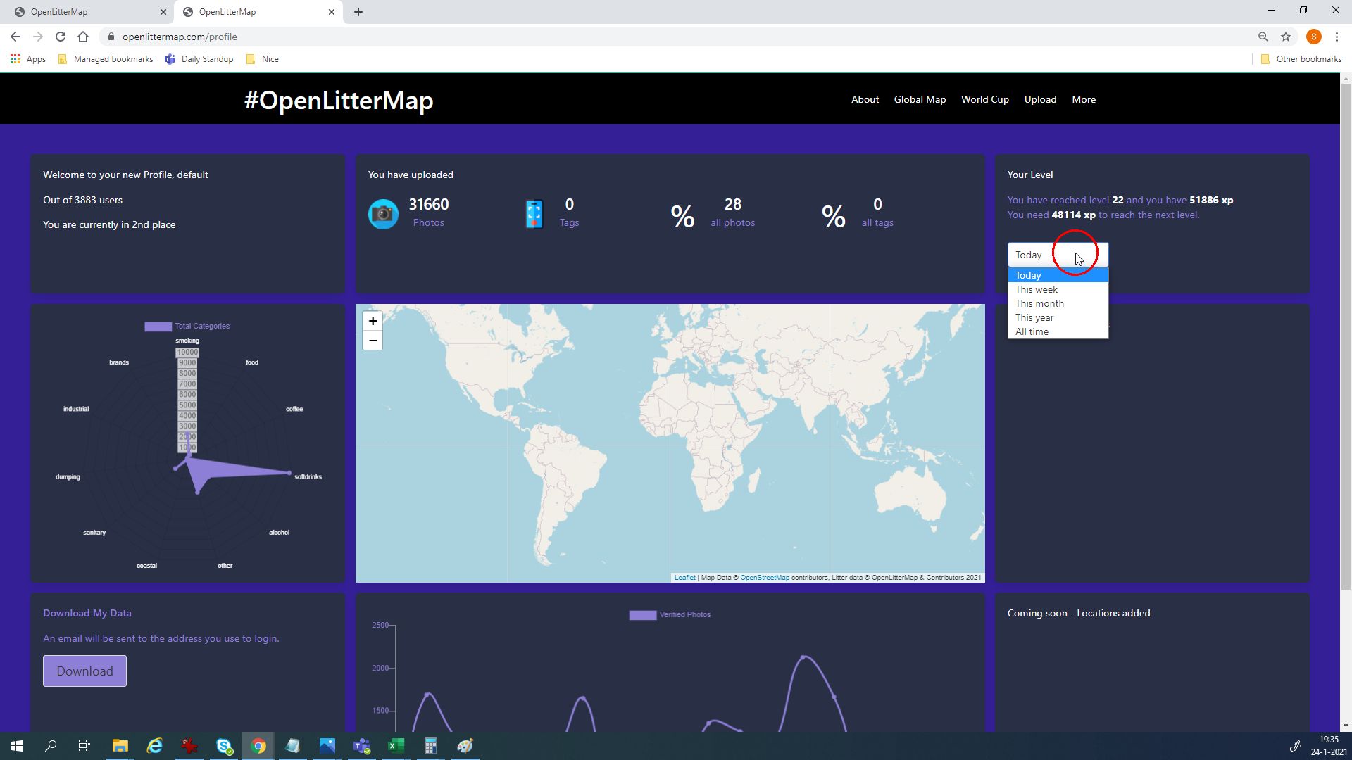 Profile-page, improvement: ability to select a specific date-from and date-to to filter the data ...