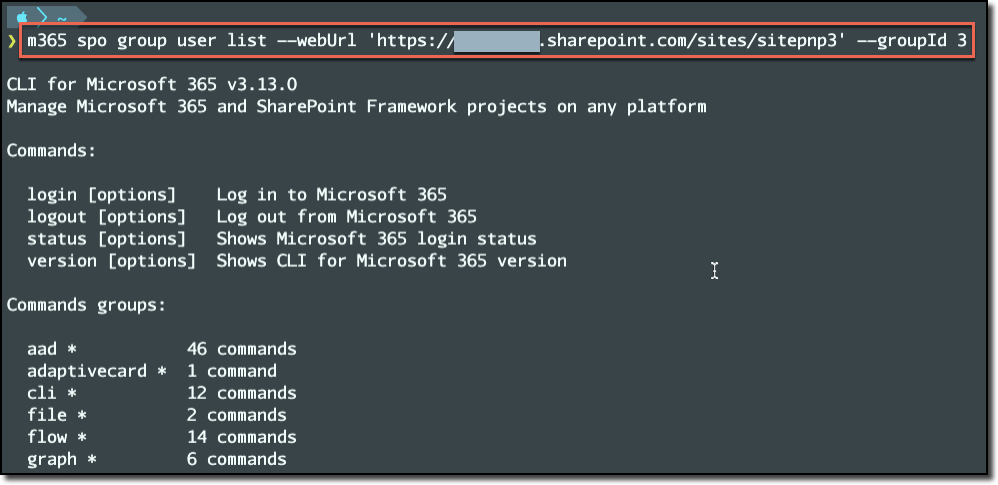 Bug report: `m365 spo group user list` not working · Issue #2735 · pnp/cli-microsoft365 · GitHub