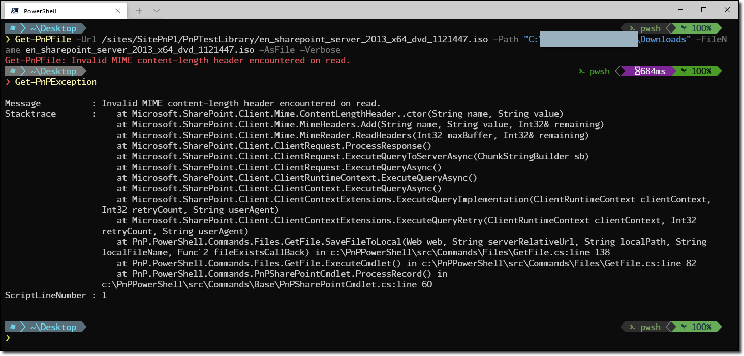 [BUG] Get-PnpFile fails to download files larger than 2GB · Issue #1193 · pnp/powershell · GitHub