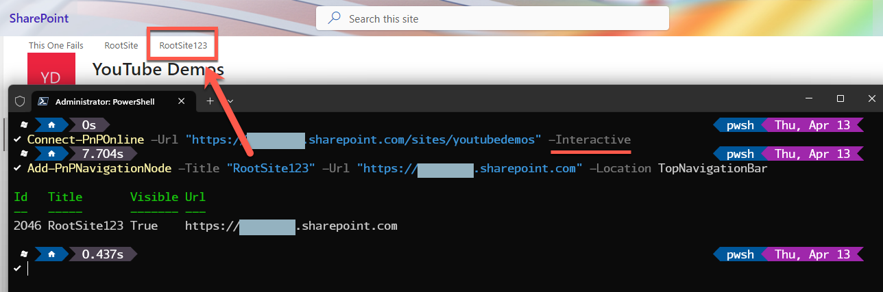 [BUG] Previous Bug with Add-PnPNavigationNode executed on the root site collection cannot find ...