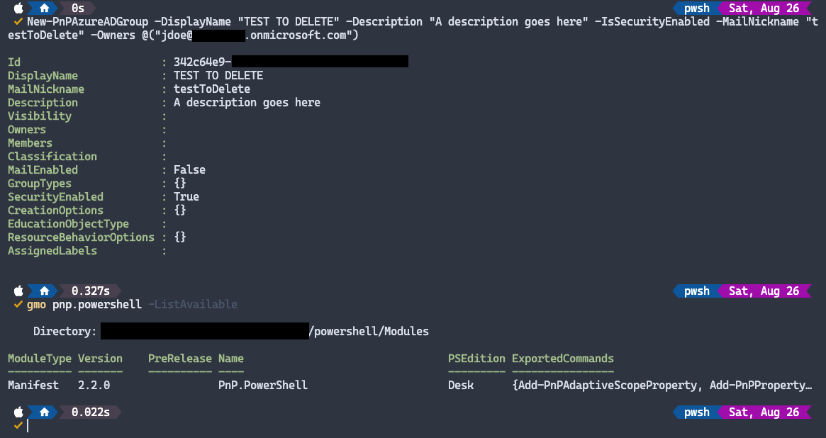 [BUG]-> New-PnPAzureADGroup: Object reference not set to an instance of an object. · Issue #3363 ...