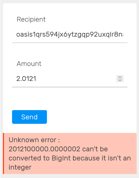 Not possible to send certain fractional amounts of tokens · Issue #533 · oasisprotocol/wallet ...