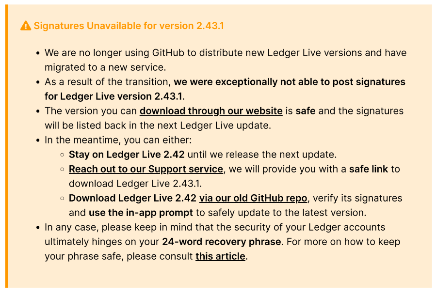 Ledger lives signatures · Issue #778 · LedgerHQ/ledger-live · GitHub