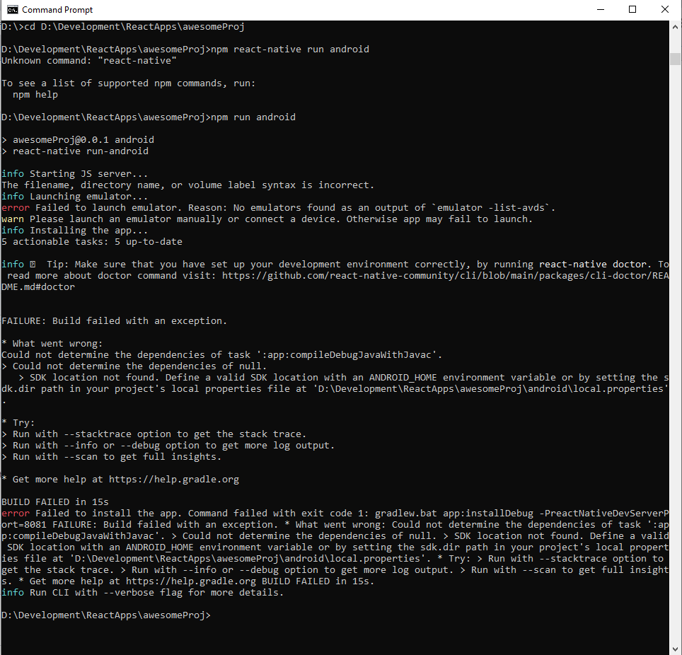 Trying to run the app, and app run to failed · Issue #38807 · facebook/react-native · GitHub