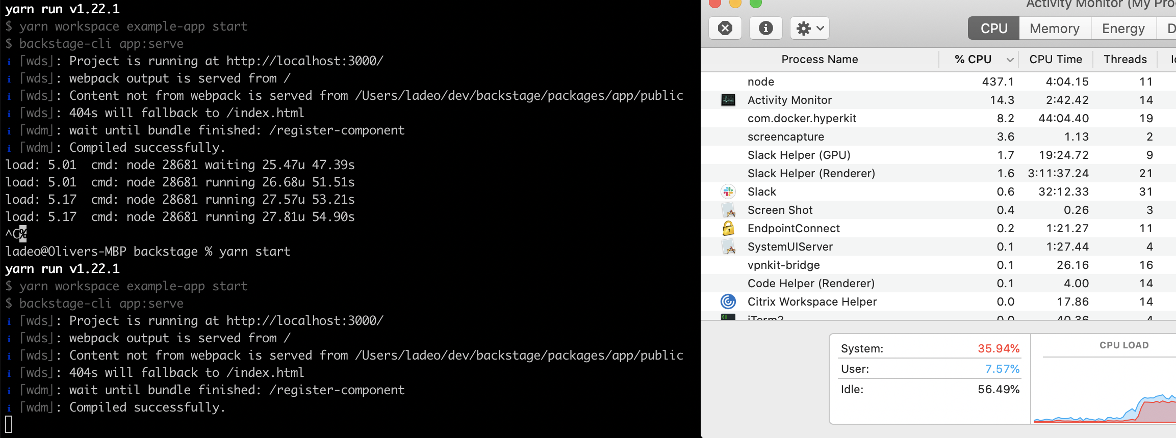 Crazy CPU usage while idling on MacBook Pro · Issue #1485 · backstage/backstage · GitHub
