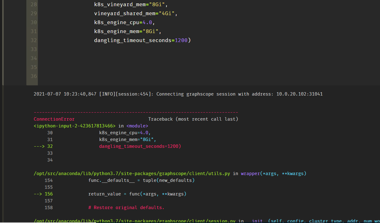 [BUG] graphscope.framework.errors.ConnectionError: connect coordinator timeout,grpc connect ...