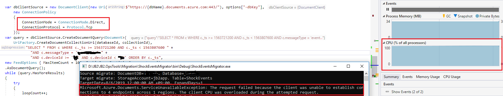 Application Threw Exceptions And 100 Cpu When Use Order By With Direct Tcp · Issue 730 0399