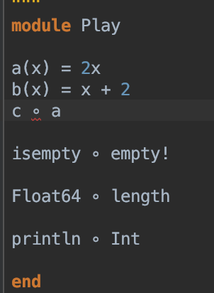 Syntax `c ∘ a` will break the linting · Issue #215 · JuliaEditorSupport/julia-intellij · GitHub