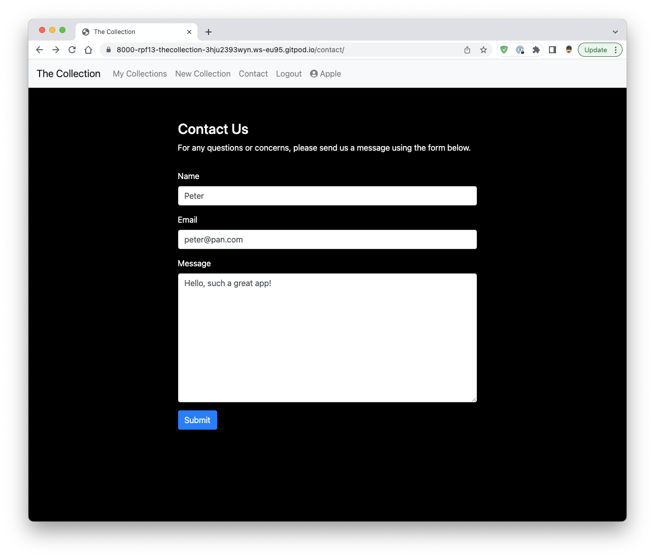 USER STORY: Create feedback site · Issue #38 · rpf13/the-collection · GitHub