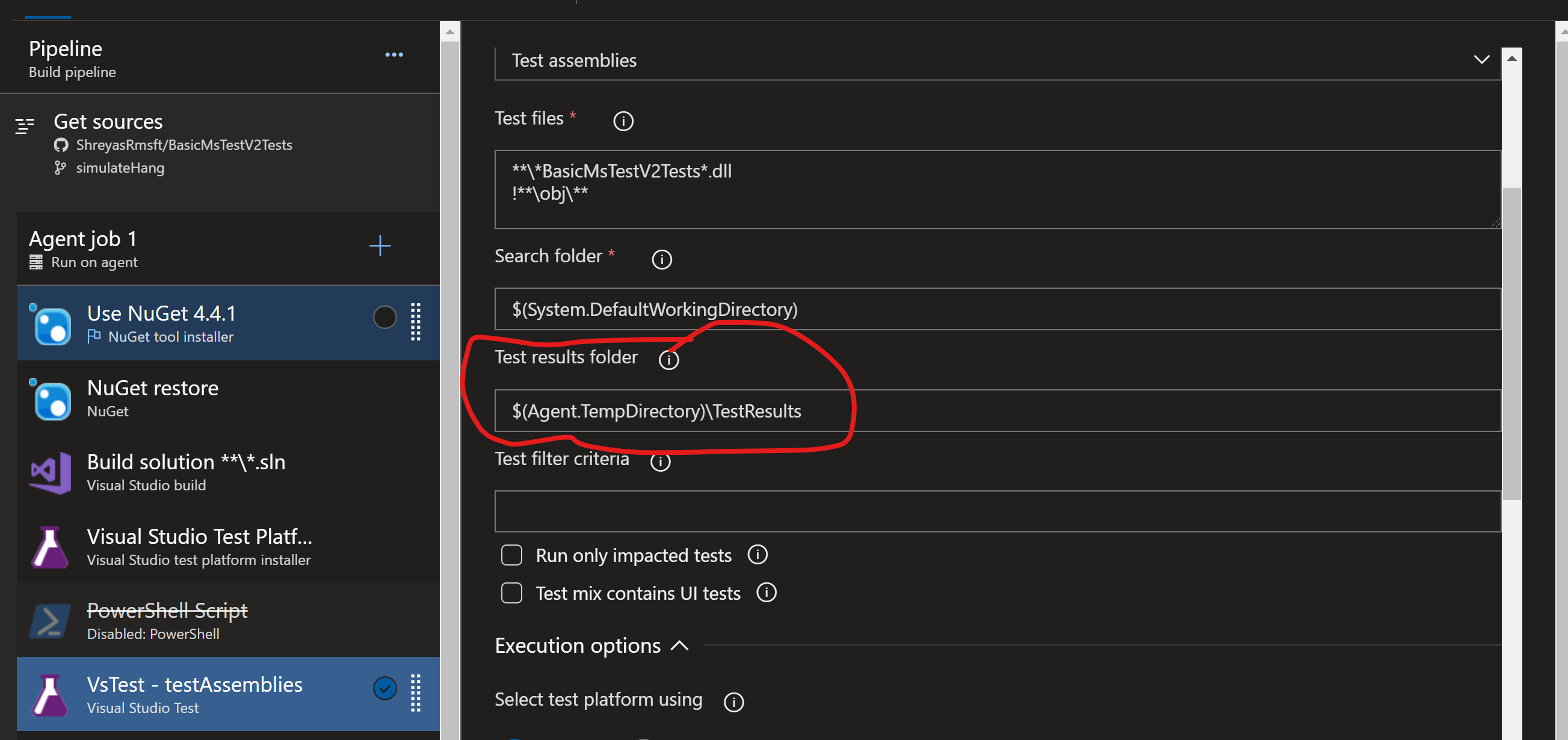 Task Test Results Folder Not Resolving With Runsettings
