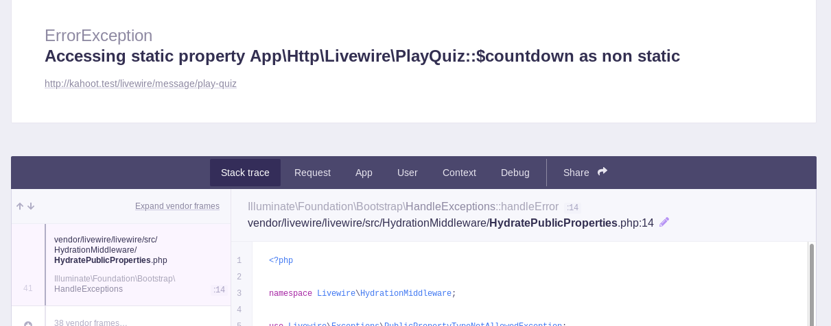 Cannot Use Static Properties In Component Class · Issue 632 · Livewire