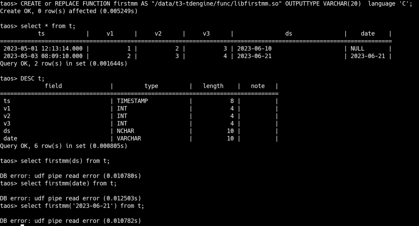 调用执行自定义函数报错db Error Udf Pipe Read Error · Issue 21803 · Taosdatatdengine · Github 3493