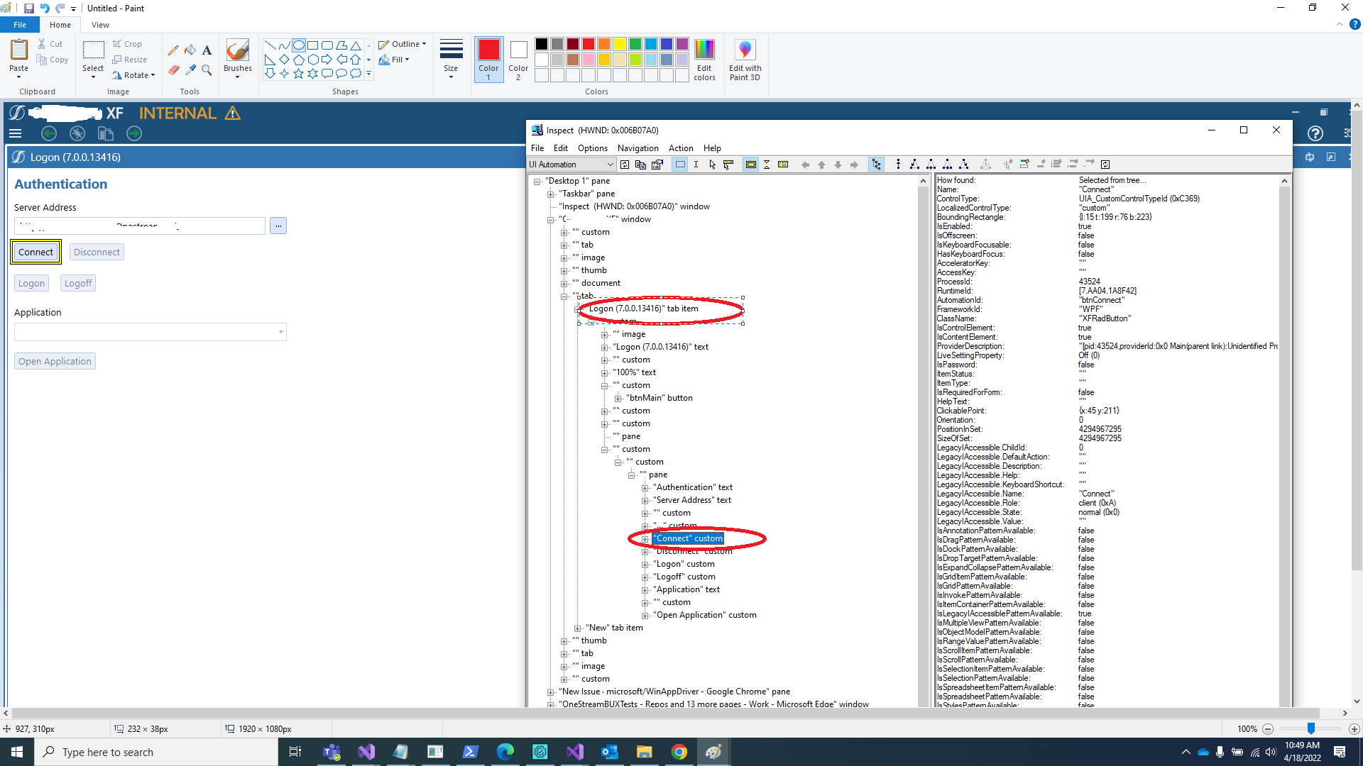 WinAppDriver Not Finding Certain Elements[Specifically Items under Telerik RabTabControl ...