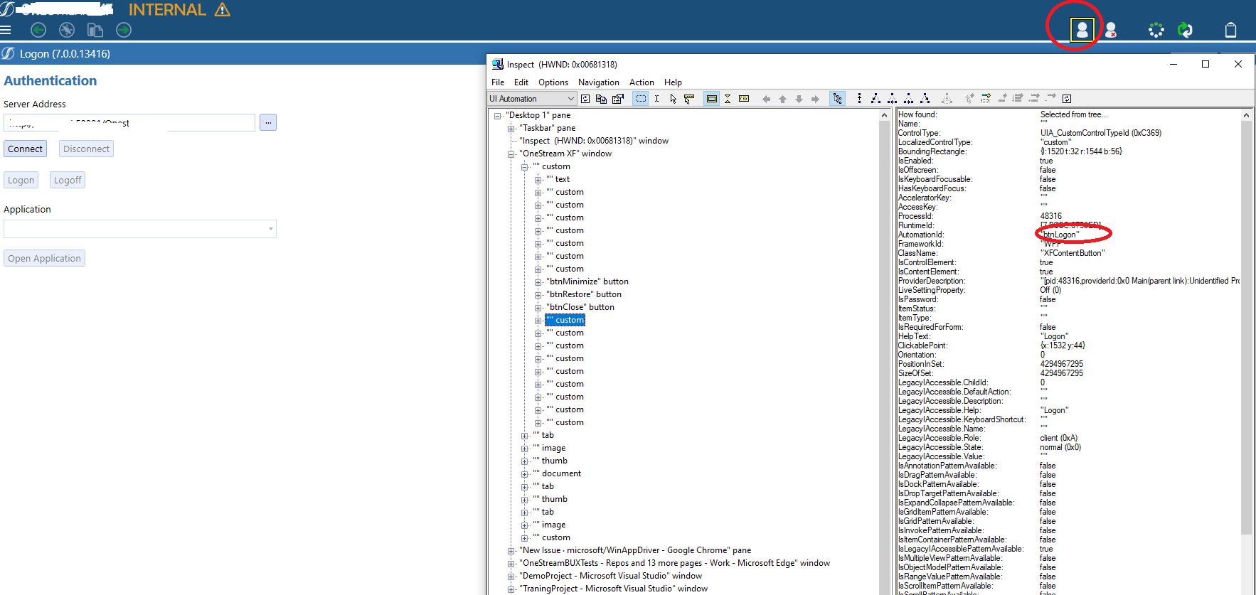 WinAppDriver Not Finding Certain Elements[Specifically Items under Telerik RabTabControl ...