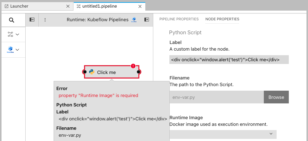 Pipeline properties validation should prevent HTML/script injection · Issue #1921 · elyra-ai ...