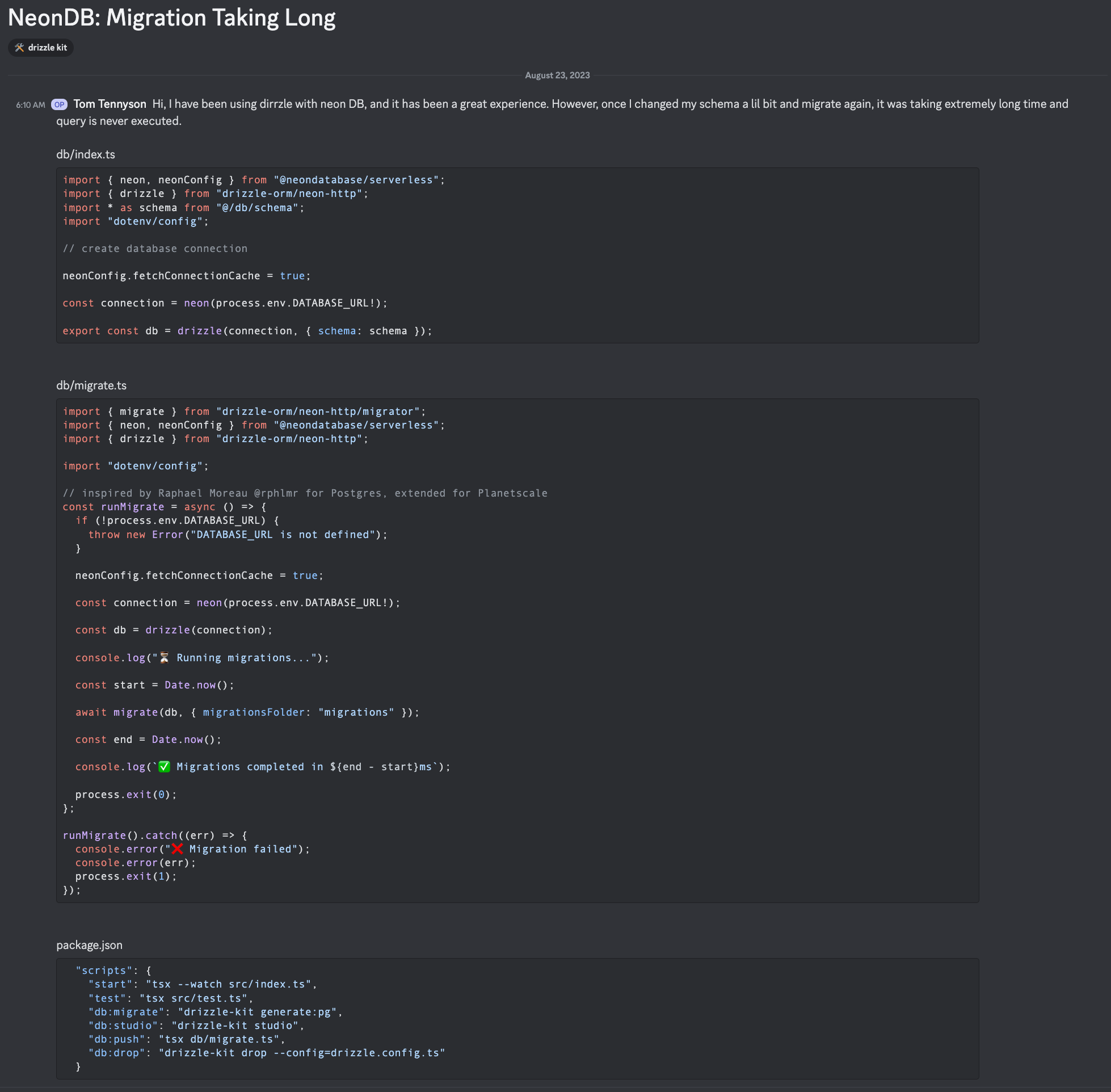 Drizzle Migrations Receive Connection Errors · Issue 5098 · Neondatabaseneon · Github 