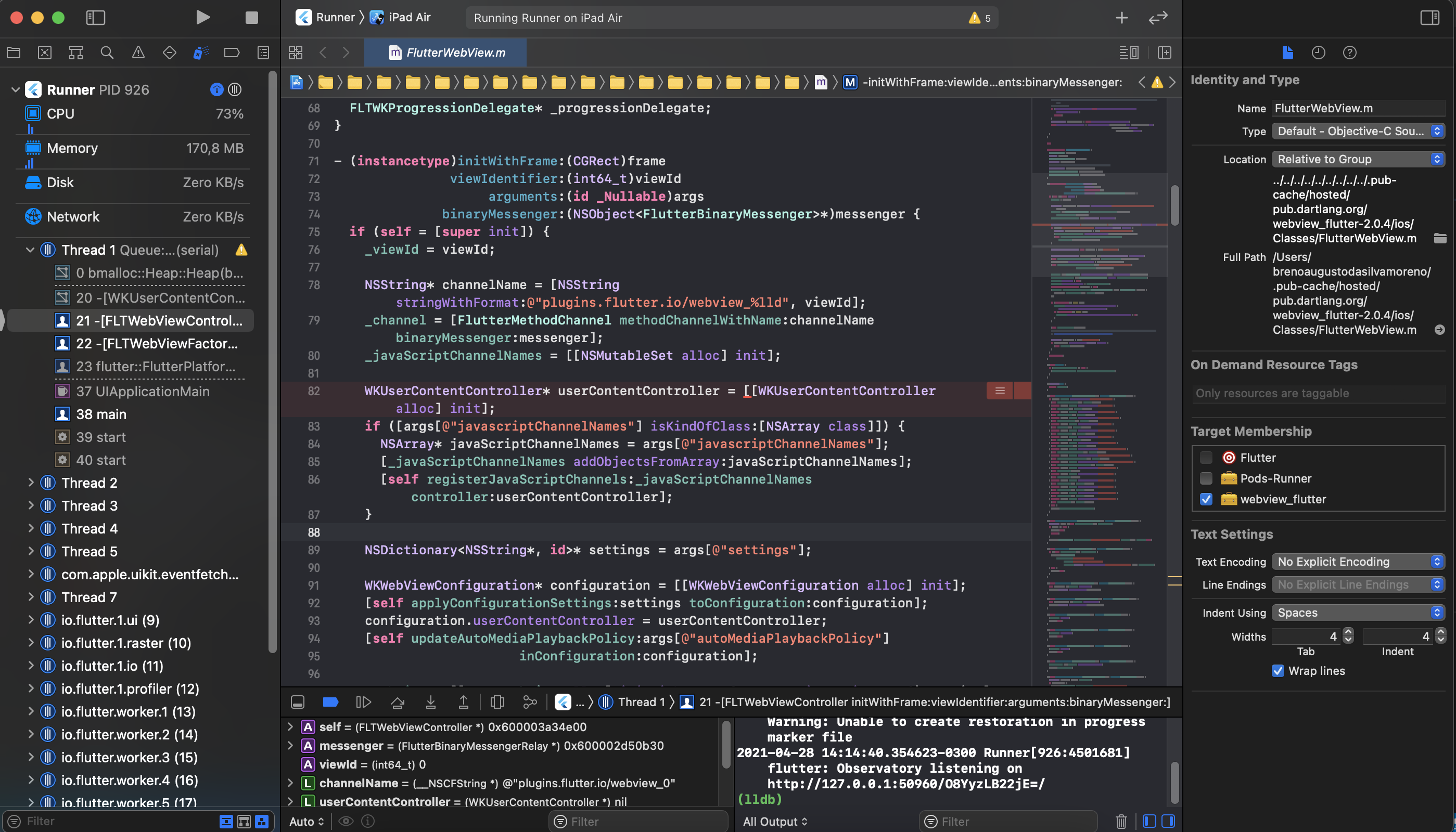 [webview_flutter] Webview on iOS 12.4 closes the app · Issue #81381 ...