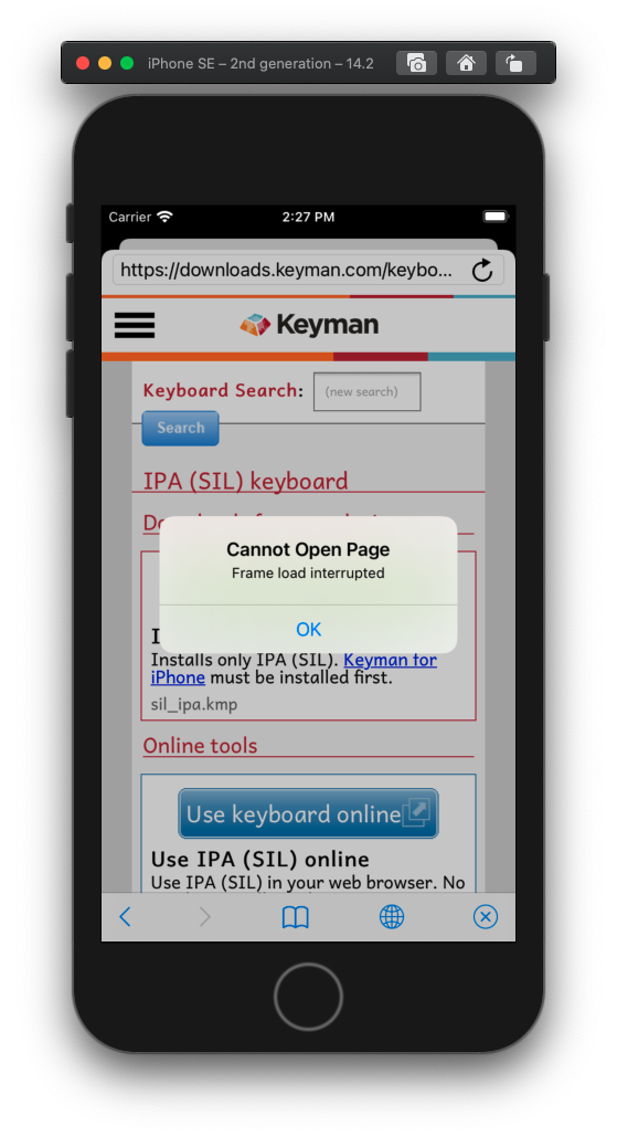 bug(ios): Attempting to install a package from within Keyman Browser gives error "Cannot open ...