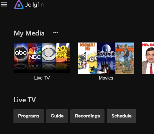 Live TV Series not displayed on main page · Issue #371 · jellyfin/jellyfin-web · GitHub