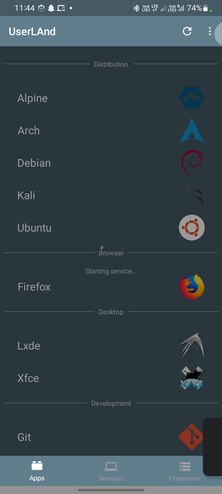 Unable to start service · Issue #1520 · CypherpunkArmory/UserLAnd · GitHub