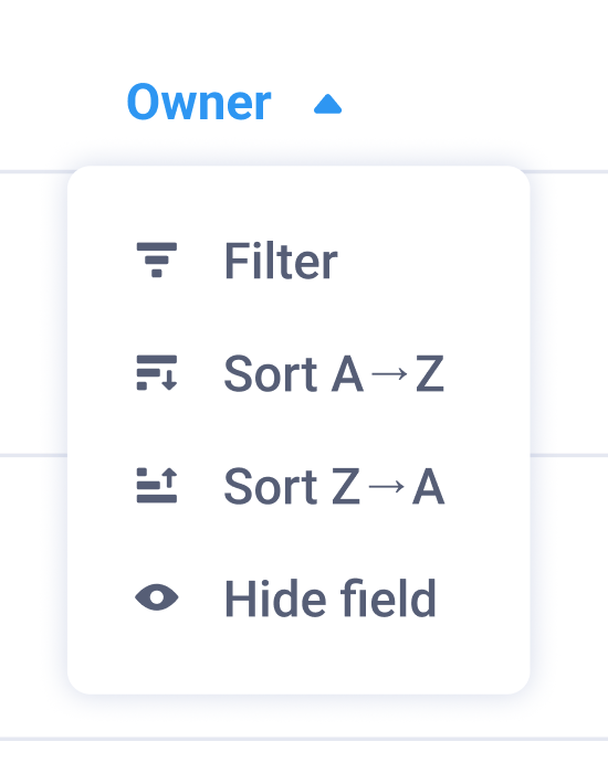 Add sort/hide dropdowns in ProjectsTable column headers · Issue #4057 · kobotoolbox/kpi · GitHub