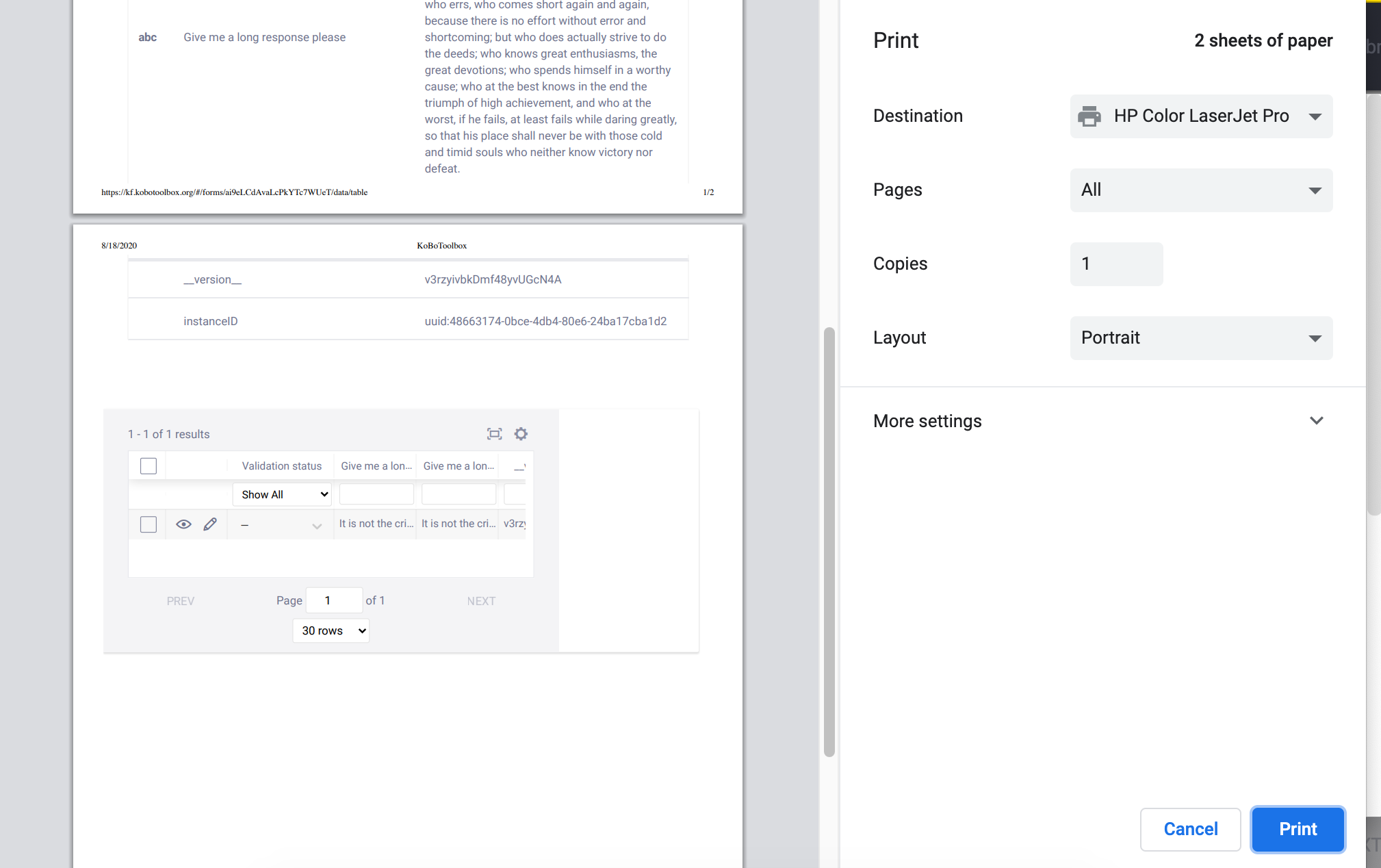Data table shows in print view · Issue #2759 · kobotoolbox/kpi · GitHub