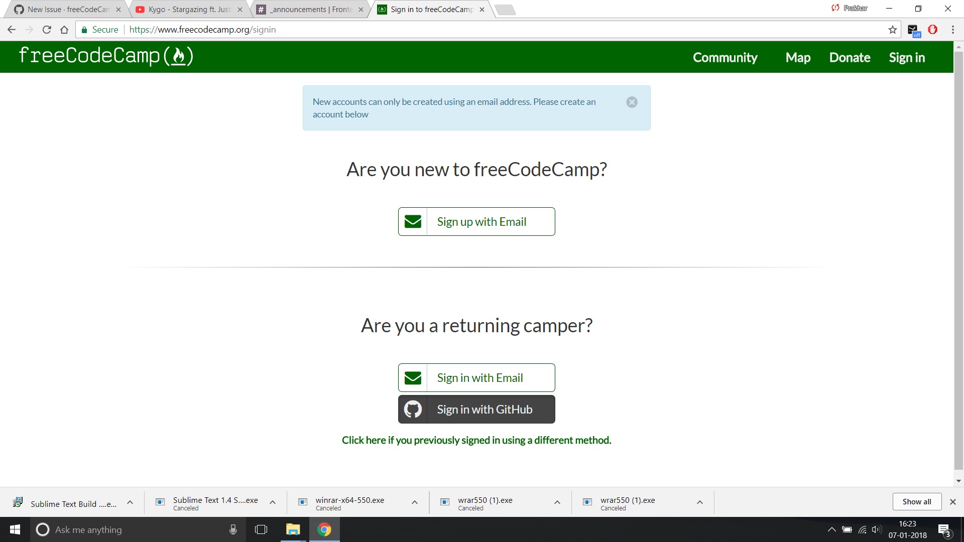 Can't login using github account · Issue #16438 · freeCodeCamp/freeCodeCamp · GitHub