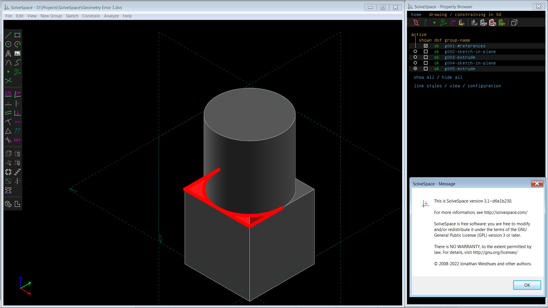 NURBS failure on simple union of cube and cylinder · Issue #1268 · solvespace/solvespace · GitHub