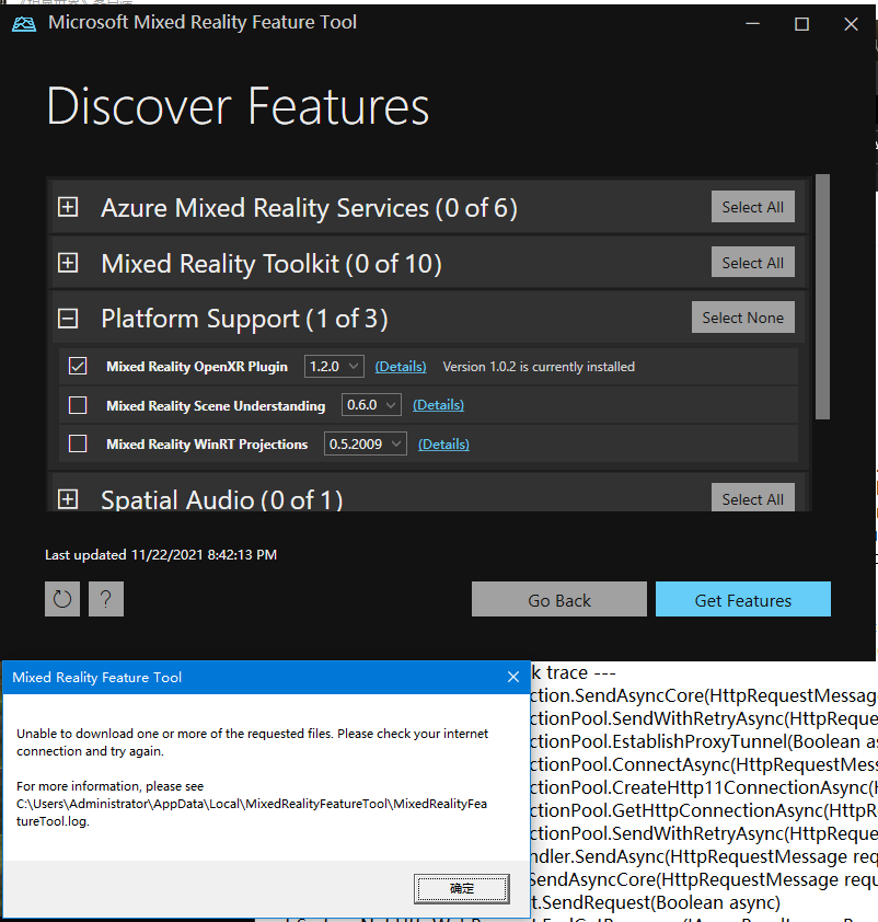 Mixed Reality Feature Tool Download Error · Issue #10334 · microsoft/MixedRealityToolkit-Unity ...
