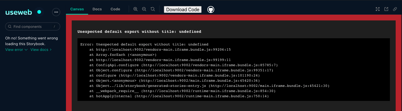 `unexpected Default Export Without Title Undefined` Error When Loading Simple Mdx Story · Issue