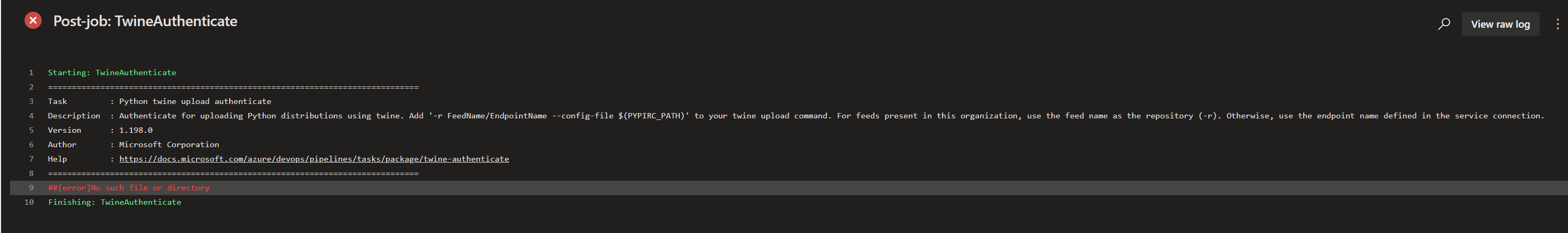 Twine Authenticate Post Job - No Such File or Directory · Issue #16067 · microsoft/azure ...