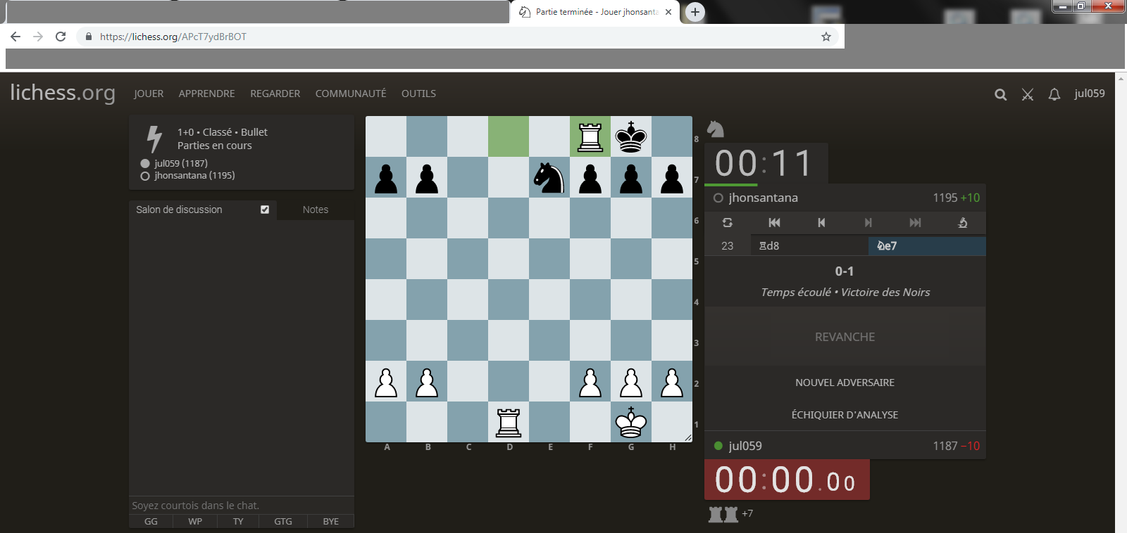 Lost on time, but last move still displayed by the browser. · Issue ...