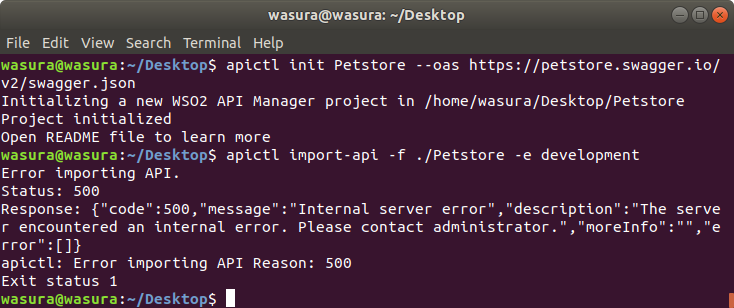Internal Server Error When Importing An Api Project Due To
