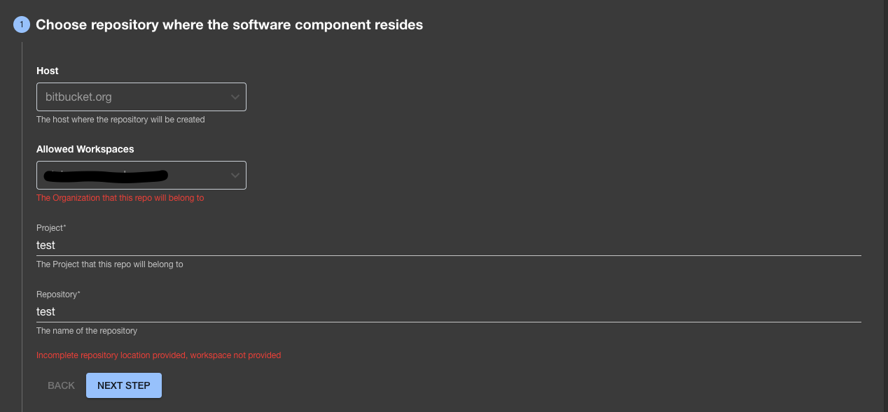 [Scaffolder] RepoUrlPicker for bitbucketCloud fails validation with 'workspace not provided ...