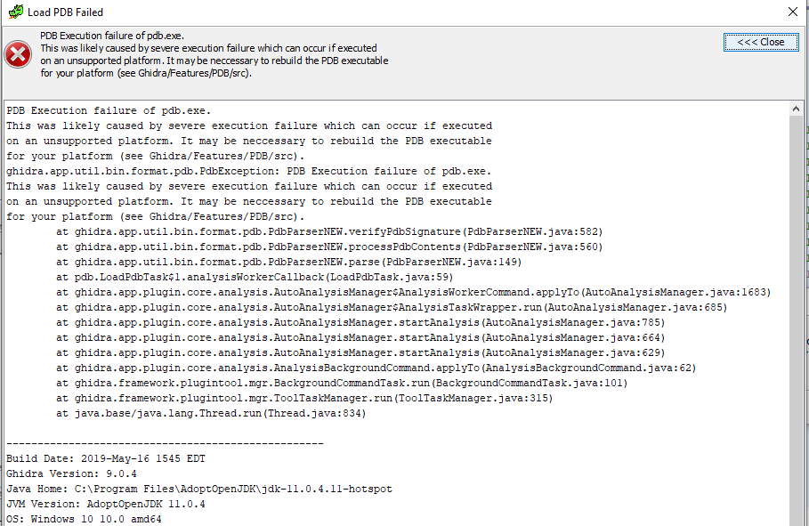 PDB.EXE causes failure if started from Ghidra · Issue #1024 · NationalSecurityAgency/ghidra · GitHub