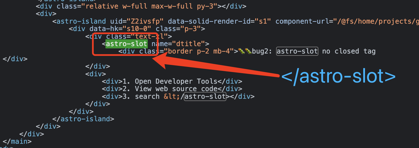 astro-slot no closed tag and Client Directives Don't work · Issue #4971 · withastro/astro · GitHub