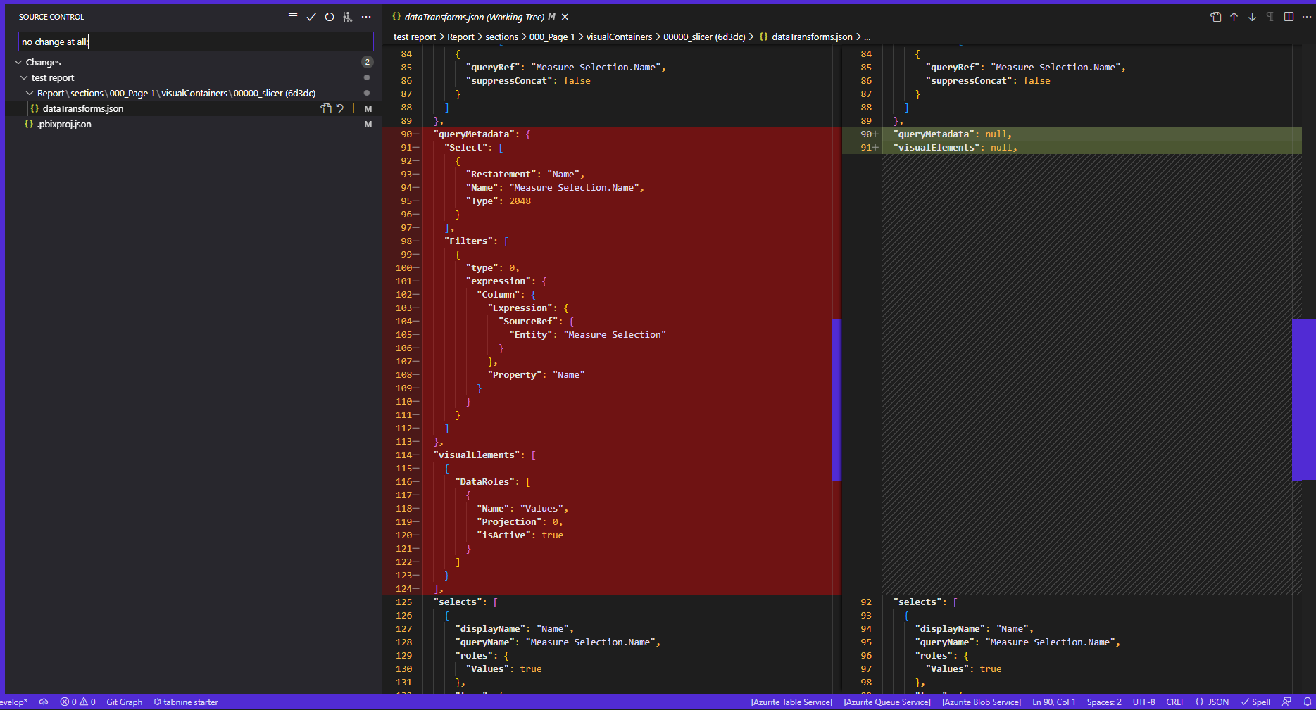 Extract command contains report level changes, that are not in ...