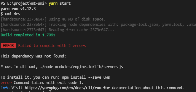 运行一直提示 npm install --save uws · Issue #2155 · umijs/umi · GitHub