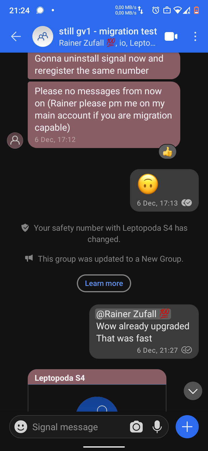 GV1 Migratuon capability not refreshing · Issue #10286 · signalapp/Signal-Android · GitHub