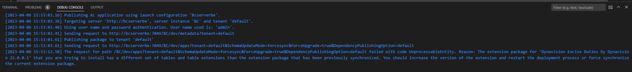 The extension package that you are trying to install has a different set of tables and table ...