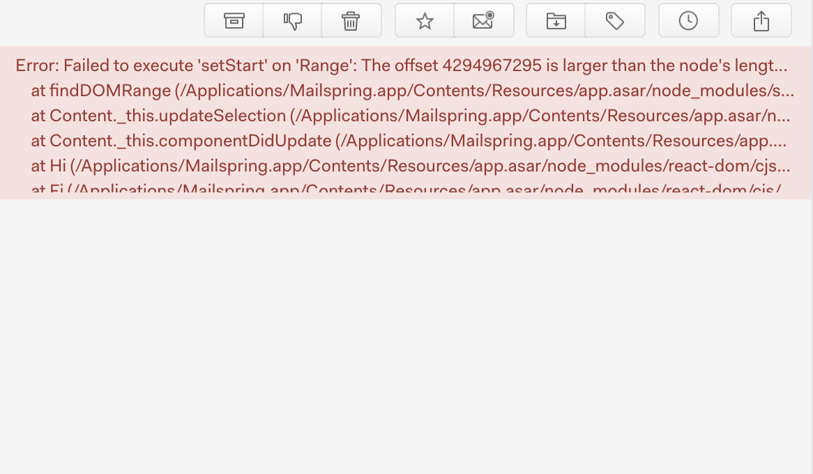 Failed to execute 'setStart' on 'Range · Issue #1458 · Foundry376/Mailspring · GitHub