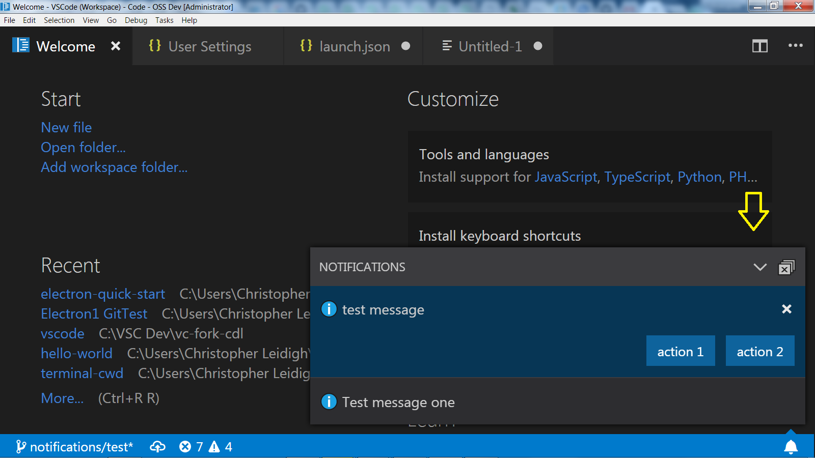 Notifications header not keyboard accessible · Issue #45030 · microsoft/vscode · GitHub