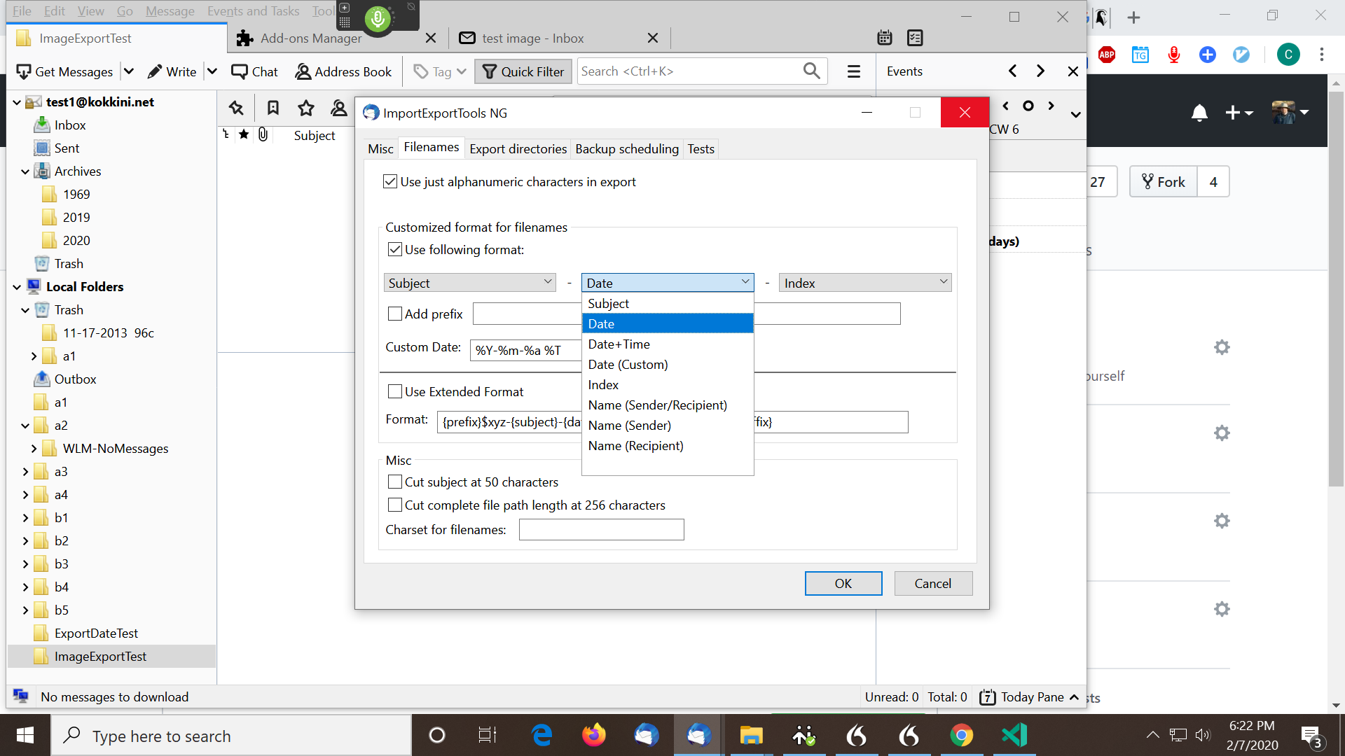 Extended filename format: add suffix, custom date, full formatting ...