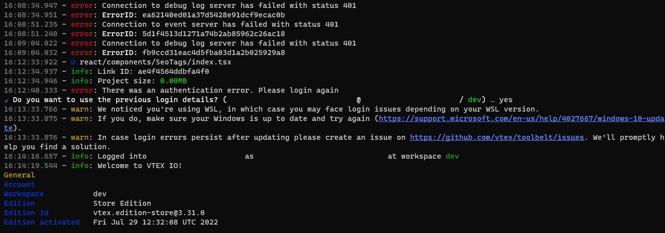 vtex link fails after login · Issue #1165 · vtex/toolbelt · GitHub