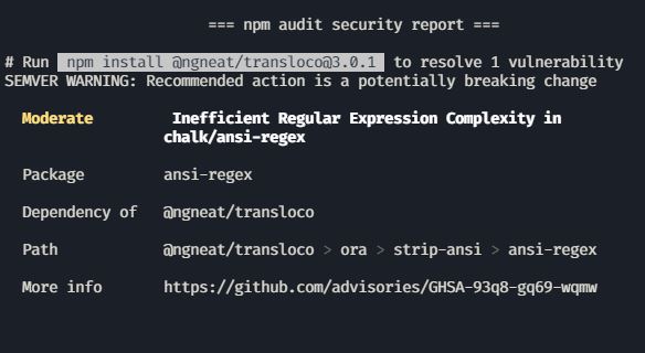 Bug: ansi-regex is vulnerable to Inefficient Regular Expression Complexity · Issue #509 ...