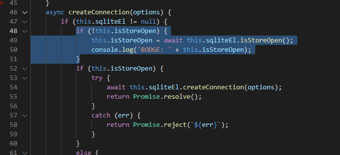 isStoreOpen is set asynchronously in CapacitorSQLiteWeb constructor, which makes a rapid ...