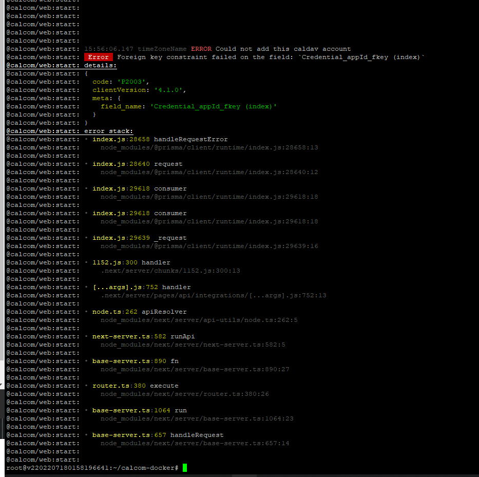 Error when adding CalDAV (also on non-docker) · Issue #149 · calcom/docker · GitHub