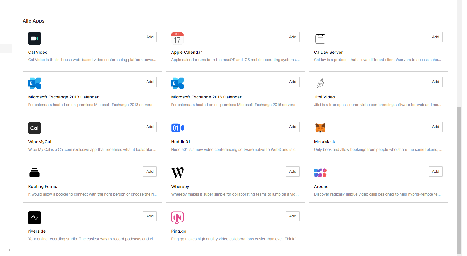 Missing apps · Issue #3674 · calcom/cal.com · GitHub