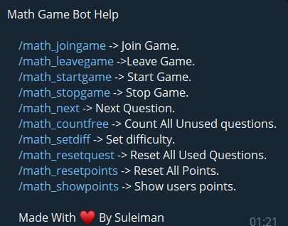 GitHub - Suleiman700/telegram_math_game: A multi difficulty math game for telegram groups